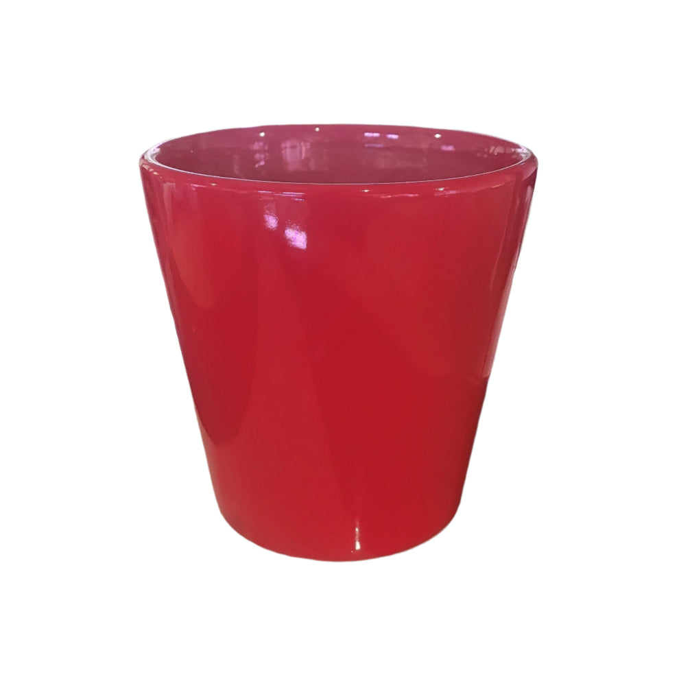 Ceramic Red Flower Pot (13cm tall) – Aum Garden
